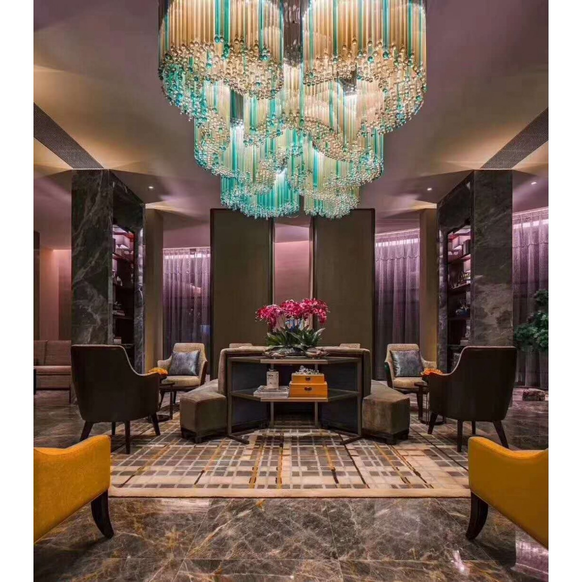 hotel pendant light with linen shade chrome contemporary design custom ...